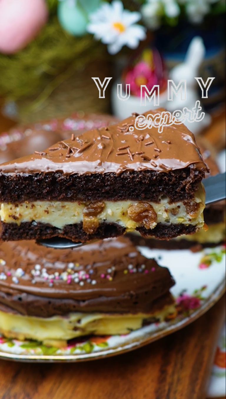 Chocolate Pasta Cake with Cream Cheese and Raisins | Tort de paste cu ...