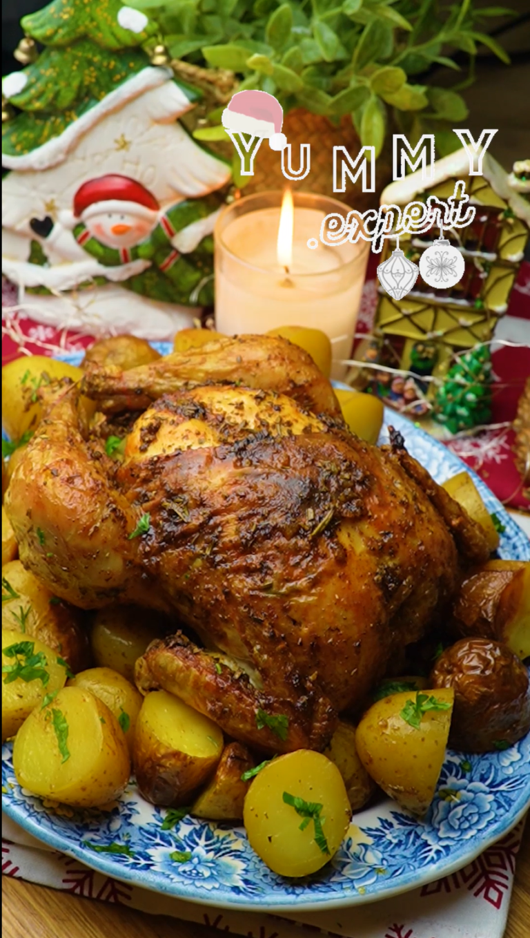 Roast Whole Chicken with Crispy Skin and Potatoes - Yummy Expert
